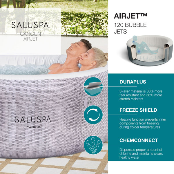 Bestway SaluSpa Cancun AirJet Inflatable Hot Tub with 120 Soothing Jets, Gray | Wayfair